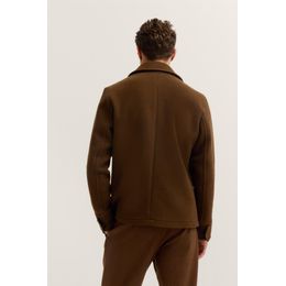 Bugatti Herren Hemdjacke "Regular Fit", braun, Gr. 48, unifarben, 75% Wolle, 25% Polyester, Jacken, mit Umlegekragen & Knopfleiste