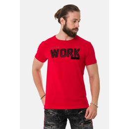 Cipo & Baxx CIPO & BAXX Damen T-Shirt "T-Shirt", rot, Gr. M, bedruckt, 95% Baumwolle, 5% Elasthan, Shirts, mit Rundhals-Ausschnitt