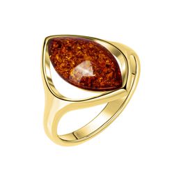 Vivance Damen Fingerring "925/- Sterling Silber vergoldet mit Bernstein", 054 (17,2), Silber 925 (Sterlingsilber), gelb, Silber 925 (Sterlingsilber),