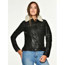 Mustang Damen Lederjacke "Jenny RF", schwarz, Gr. XS, Obermaterial: 100% Lammleder; Futter: 100% Baumwolle; Kragen: 100% Lammfell, Jacken
