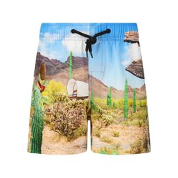 ZIGZAG Kinder Badeshorts "Tino", blau, Gr. 128, bedruckt, 92% Polyester, 8% Elasthan, Badehosen, mit sommerlichem Print
