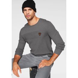 Bruno Banani Herren Rundhalspullover, grau, Gr. M, meliert, Feinstrick, Obermaterial: 50% Baumwolle, 50% Polyacryl, Pullover, aus Feinstrick, mit
