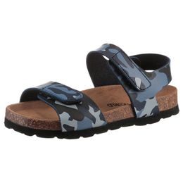 Kidsworld Kinder Riemchensandale, Gr. 27, blau, Lederimitat, Schuhe, Sommerschuh, Strandschuh, Urlaubschuh mit Camouflage-Muster
