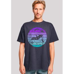 F4NT4STIC Herren T-Shirt "Retro Alien Weltraum Sonnenuntergang", blau, Gr. XXL, Obermaterial: 100% Baumwolle, Shirts, Premium Qualit&auml;t