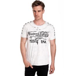 Rusty Neal Herren T-Shirt, wei&szlig;, Gr. S, mehrfarbig, 100% Baumwolle, Shirts, in melierter Optik