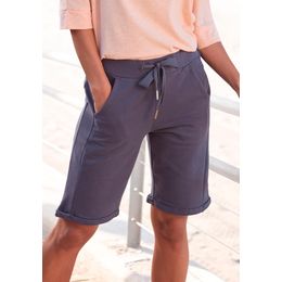 ELBSAND Damen Sweatbermudas "Brinjana", grau, Gr. M, unifarben, Sweatware, Obermaterial: 95% Baumwolle, 5% Elasthan, Hosen, mit Taschen, Shorts,