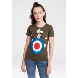 logoshirt Damen T-Shirt "Snoopy", gr&uuml;n, Gr. M, bedruckt, 100% Baumwolle, Shirts, mit lizenziertem Originaldesign