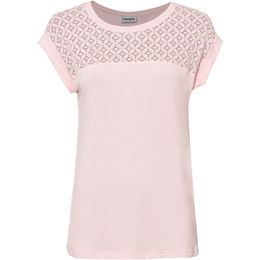 bonprix Damen T-Shirt "Shirt aus Viskose-Mix", rosa, Gr. 52, Obermaterial: 95% Viskose, 5% Elasthan. Spitze: 80% Baumwolle, 20% Polyamid, Shirts,