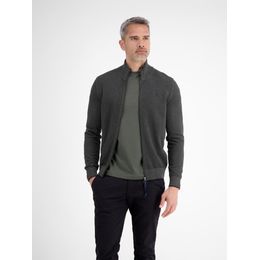 Lerros Herren Strickjacke, grau, Gr. XXL, bestickt, unifarben, Strick, Obermaterial: 100% Baumwolle, Strickjacken, mit Rei&szlig;verschluss und Strehkragen