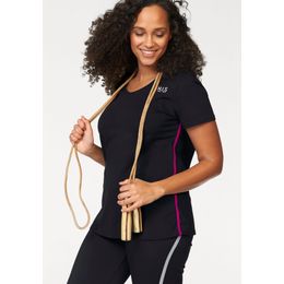 H.I.S. H.I.S Damen T-Shirt, schwarz, Gr. 44, unifarben, Obermaterial: 95% Baumwolle, 5% Elasthan, Shirts, Kurzarm, figurfreundlicher Schnitt, unifarben,