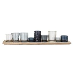 Bloomingville Tablett mit Kerzengl&auml;sern Sanga 10-teilig, braun skandinavische Deko Online Shop