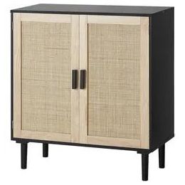 VEVOR Rattanschrank Rattankommode 1 Stk. Aufbewahrungsschrank mit 2 magnetischen T&uuml;ren, Sideboard Buffetschrank mit verstellbaren Regalen, Ideal f&uuml;r Flur Eingangsbereich Wohnzimmer oder K&uuml;che
