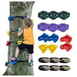 VEVOR Ninja-Baumkletterset, 12 Baumklettergriffe und 6 Ratschengurte, gro&szlig;e Kletterfelsen f&uuml;r Kinder und Erwachsene, verschiedene Farben und Formen, f&uuml;r Ninja-Warrior-Hindernistraining im Freien