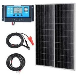VEVOR 200W Solarpanel 2er-Set 12V monokristallinen Solarmodul plus Laderegler 16,66A Solaranlage Umwandlungsrate von 23 % Kompatibel mit AGM-, GEL-, FLD-, LI-Batterien Ideal f&uuml;r Wohnmobile Yachten Zuh