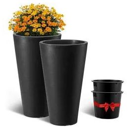 VEVOR Blumentopf, 2er Set, Gro&szlig;er konischer Blumenk&uuml;bel 590 mm, Modernes Design, Effizientes Drainagesystem, Pflanztopf, f&uuml;r Veranda, Patio, Au&szlig;enbereich, Innenbereich, Schwarz