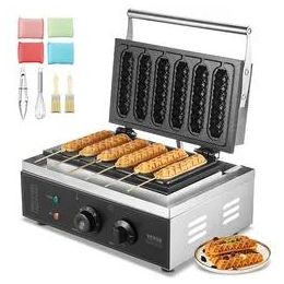 VEVOR kommerzieller Waffeleisen Waffel Maker 6-teilig 1500 W, antihaftbeschichtetes Edelstahl-Waffeleisen f&uuml;r Mais-Hotdogs mit Temperatur- und Zeitregelung, f&uuml;r Restaurant B&auml;ckerei Snackbar Familie