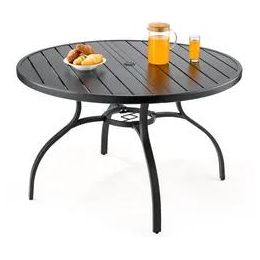 VEVOR Terrassentisch Gartentisch Balkontisch (1200 x 725 mm) aus Kohlenstoffstahl runder Esstisch f&uuml;r Outdoor Hof Terrasse Garten Veranda, wasserfest, mit 38 mm Schirmloch, 68 kg Tragkraft Schwarz