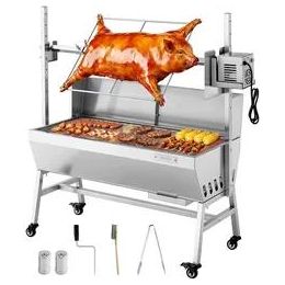 VEVOR Drehspie&szlig;grill 38 W Spanferkelgrill Lammgrill Holzkohlegrill (94 cm Grilll&auml;nge) mit 60 kg Tragkraft & 7-facher H&ouml;henverstellung & Schutzblech, Edelstahl-Elektrogrill-Set f&uuml;r Camping Outdoor