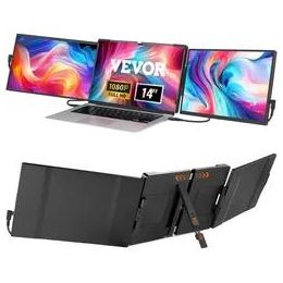 VEVOR Tragbarer Laptop-Bildschirm-Extender, 14 Zoll FHD 1080P IPS Dreifach-Erweiterungsmonitor f&uuml;r 13-17 Zoll Laptops, schwenkbarer tragbarer Monitor mit USB-C/USB-A/Mini-HDMI-Anschluss, kompatibel mit Mac/Wins/Android/Switch/PS5
