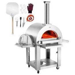 VEVOR Dual-Fuel-Pizzaofen f&uuml;r den Au&szlig;enbereich, tragbarer 558mm Pizzaofen, pellet- und gasbetriebener Outdoor-Pizzaofen mit verdicktem Cordierit-Pizzastein, Rollbarer Pizzofen f&uuml;r Camping und Garten