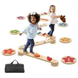VEVOR Schwebebalken-Trittsteine, 6 St&uuml;ck h&ouml;lzerne Balance-Boards f&uuml;r Kleinkinder, Montessori-Spielzeug f&uuml;r Kinder von 2&ndash;6 Jahren, f&ouml;rdert Koordination und Grobmotorik, Gymnastik-Hindernisparcours f&uuml;r drinnen und drau&szlig;en, f&uuml;r M&auml;dchen und Jungen