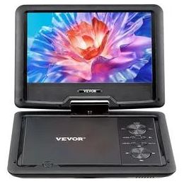 VEVOR tragbarer DVD-Player mit drehbarem HD-Bildschirm (256 mm), eingebauter Akku mit 4 Std. Laufzeit, 2 Lautsprecher, unterst&uuml;tzt Synchronisierung von TV/USB/SD-Karte/CD/DVD, Autoladeger&auml;t schwarz