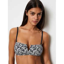 Marc O'Polo Marc O'polo Triangel-Bikini-Top ' Allover ' Damen Gr&ouml;&szlig;e 80 dunkelblau / wei&szlig;