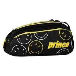 Prince x Smiley Tennis-Racketbag Tour 2 Comp (Schl&auml;gertasche, 2 Hauptf&auml;cher, Thermofach) 2025 schwarz 6er