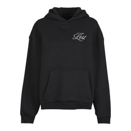 Kapuzenpullover MISS TEE "Miss Tee Lost Flowers Ladies Fluffy Hoody", Damen, Gr. L, schwarz, 70% Baumwolle, 30% Polyester, mehrfarbig, loose fit, ohne Ausschnitt, Pullover Kapuzenpullover