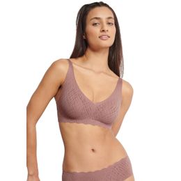 B&uuml;gelloser BH Sloggi "ZERO Feel Bliss Soft bra", Damen, Gr. XL, N-Gr, braun (cacao), Spitze, Obermaterial: 76% Polyamid, 24% Elasthan, Jacquardmuster, unifarben, BHs, unsichtbar mit Spitzenoptik
