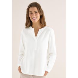 Langarmbluse Cecil, Damen, Gr. XL (44), vanillewei&szlig;, Web, 75% Baumwolle, 25% Modal, unifarben, normal normal, Rundhals, B&uuml;ndchen, Blusen, im soften Baumwoll-Mix