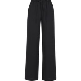 Stoffhose Urban Classics "Urban Classics Ladies Structured Wideleg Pants", Damen, Gr. XXL, US-Gr&ouml;&szlig;en, schwarz, 85% Viskose, 15% Polyimid, unifarben, relaxed fit, Hosen Stoffhose