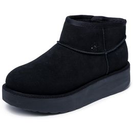 Winterboots Skechers "KEEP COZY", Damen, Gr. 38, schwarz, uni, Veloursleder, Schuhe Winterboots, Snowboots, Schlupfstiefel mit Plateausohle