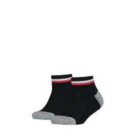Kurzsocken Tommy Hilfiger "TH KIDS ICONIC SPORTS QUARTER", Damen, Gr. 27-30, schwarz, Baumwollmischung, elastisch, Socken, mit Kontraststreifen und schmalem Rippenb&uuml;ndchen