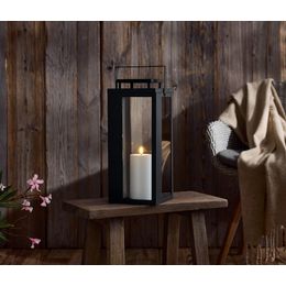 Tchibo - Outdoor-Laterne mit Kerze - 16,5x16,5x40,5cm - schwarz -