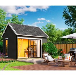 Weka Designhaus mit Schlafboden &raquo;M445A&laquo; - 430x336x365cm - grau -