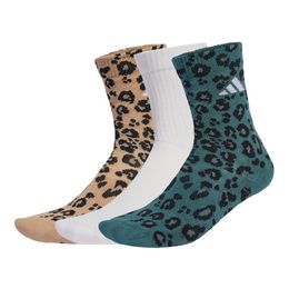 adidas Sportswear Athletic Socks 'Leopard Print Sock 3 Pair Pack' male Beige, Green, White size 37-39