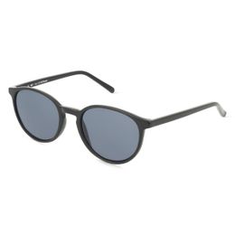 Fielmann JIL 005 SUN CL | Unisex-Sonnenbrille | Fassung: Vollrand, Panto, Acetat Spritzguss, Schwarz Gl&auml;nzend | Glasfarbe: Grau