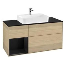 Villeroy & Boch Villeroy und Boch Finion Waschtischunterschrank F412PDPC 120cm, Abdeckplatte black matt, Regal links Black matt lacquer, Oak Veneer
