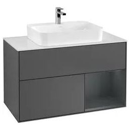 Villeroy & Boch Villeroy und Boch Finion Waschtischunterschrank F371HGGK 100cm, Abdeckplatte white matt, Regal rechts Midnight Blue Matt Lacquer, Anthracite matt