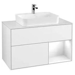 Villeroy & Boch Villeroy und Boch Finion Waschtischunterschrank F371GFGF 100cm, Abdeckplatte white matt, Regal rechts Glossy white lacquer, Glossy white lacquer