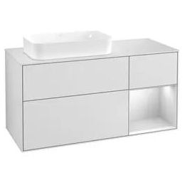 Villeroy & Boch Villeroy und Boch Finion Waschtischunterschrank G281MTMT 120cm, Abdeckplatte white matt, Emotion, Regal rechts White matt lacquer, White matt lacquer