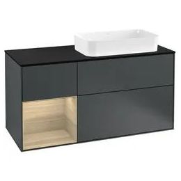Villeroy & Boch Villeroy und Boch Finion Waschtischunterschrank G272PCHG 120cm, Abdeckplatte black matt, Emotion, Regal links Oak Veneer, Midnight Blue Matt Lacquer