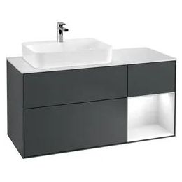 Villeroy & Boch Villeroy und Boch Finion Waschtischunterschrank F401GFHG 120cm, Abdeckplatte white matt, Regal rechts Glossy white lacquer, Midnight Blue Matt Lacquer