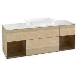 Villeroy & Boch Villeroy und Boch Finion Waschtischunterschrank G331GNPC 160cm, Abdeckplatte white matt, Emotion, Regale Walnut veneer, Oak Veneer