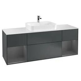 Villeroy & Boch Villeroy und Boch Finion Waschtischunterschrank G451GKHG 160cm, Abdeckplatte white matt, Emotion, Regale Anthracite matt lacquer, Midnight Blue Matt Lacquer
