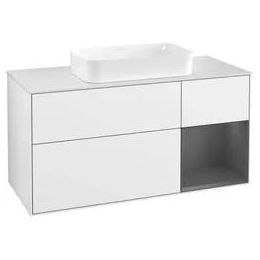 Villeroy & Boch Villeroy und Boch Finion Waschtischunterschrank F301GKGF 120cm, Abdeckplatte white matt, Regal rechts Anthracite matt, Glossy white lacquer