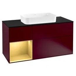 Villeroy & Boch Villeroy und Boch Finion Waschtischunterschrank F292HFHB 120cm, Abdeckplatte black matt, Regal links Gold matt, Peony Matt