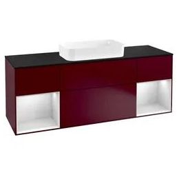 Villeroy & Boch Villeroy und Boch Finion Waschtischunterschrank F332MTHB 160x60,3cm, Abdeckplatte black matt, Regale White matt lacquer, Peony Matt