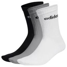 3er Pack Adidas Linear Crew Cushioned Socken IC1302 - medium grey heather/white/black 28-30